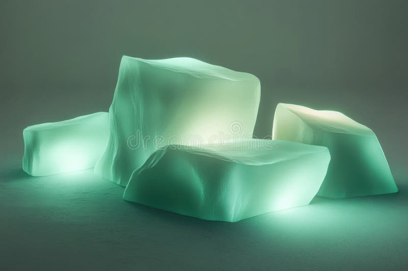 Glowing Ice Blocks Created with Soft Ambient Light in a Minimalistic ...