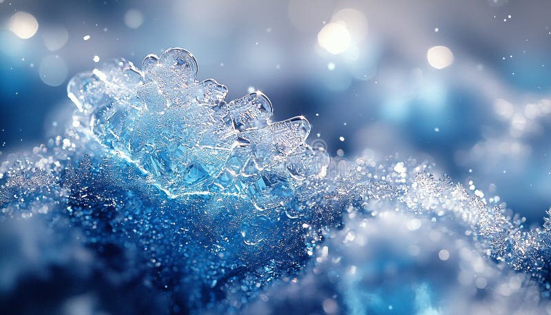 Glowing Ice Crystal in Dark Winter Night Backdrop Generated by AI Stock ...