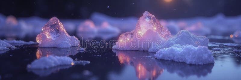 Glowing Ice Crystal Formations in a Frozen Lake, Frozen Lake, Ice ...