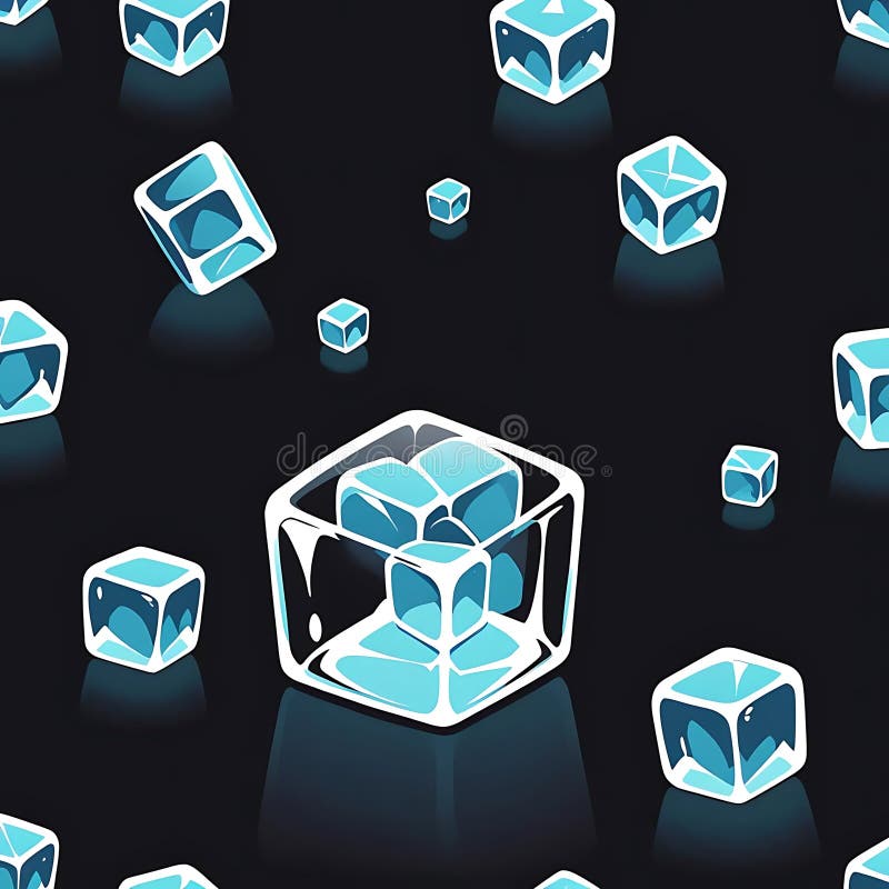 Glowing Ice Cubes: a Dark, Stylized Pattern Stock Illustration ...