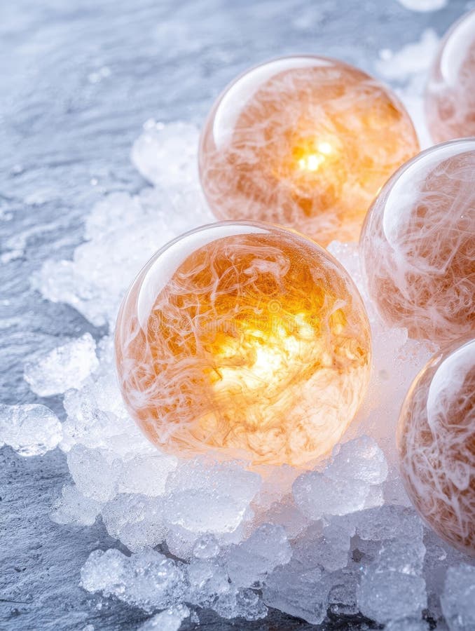 Glowing Ice Spheres on Snowy Surface Stock Illustration - Illustration ...