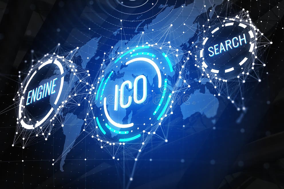 Glowing ICO backdrop stock illustration. Illustration of blue - 110672719