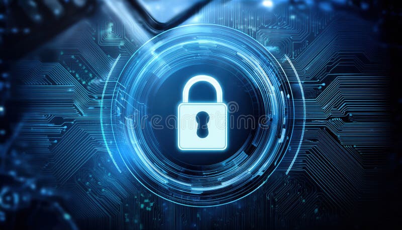 Glowing Icon of Privacy Report Document with Padlock Symbol on Digital ...