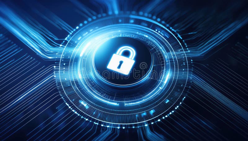 Glowing Icon of Privacy Report Document with Padlock Symbol on Digital ...