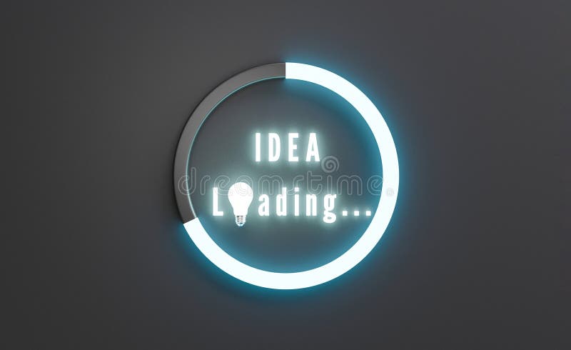 Glowing Idea Loading Wording with Progressive Icon and Lightbulb for ...