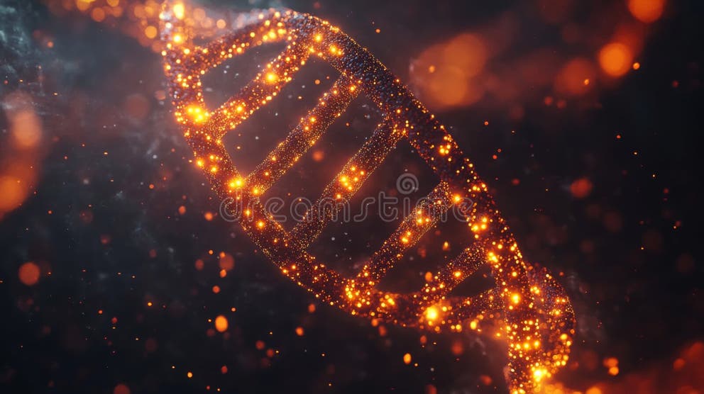 Glowing Illuminated DNA Strand Particle Structure Stock Image - Image ...