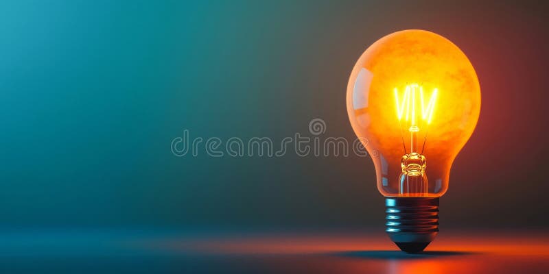 A Glowing Incandescent Light Bulb Illuminates a Dark Background ...