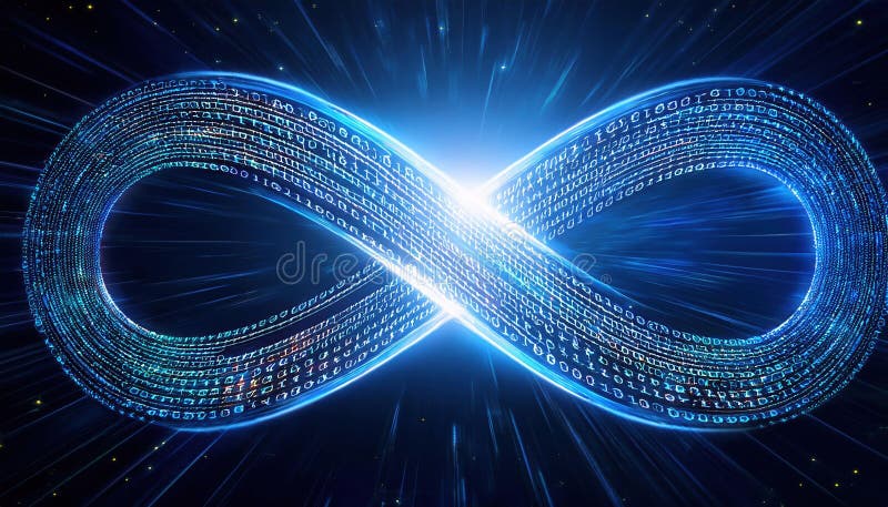 Glowing Infinity Loop Made of Binary Code Symbolizes Endless ...