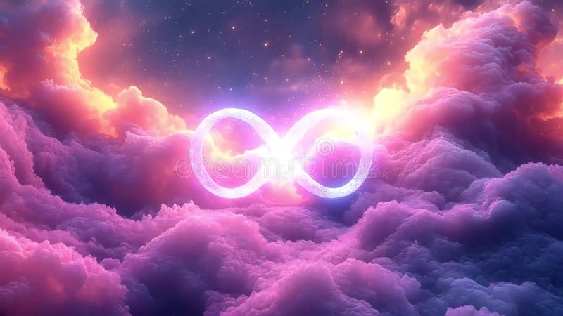 Glowing Infinity Symbol Above Cloudscape, Cosmic Background Stock ...