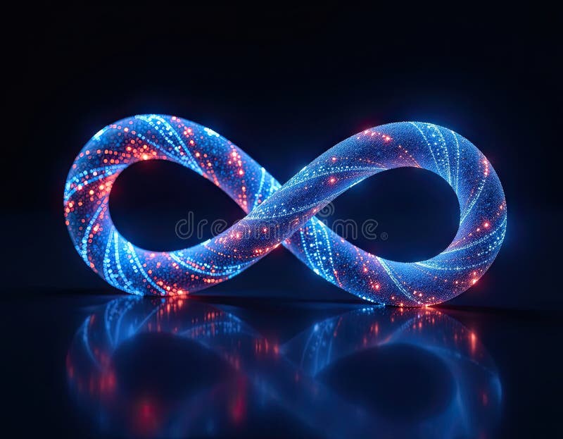 Glowing Infinity Symbol Abstract 3D Render of Endless Loop Stock ...