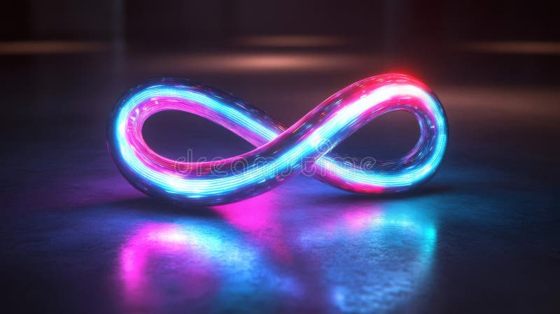 Glowing Infinity Symbol with Blue and Pink Lights Stock Illustration ...