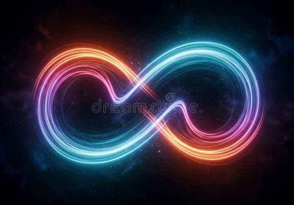 Glowing Infinity Symbol in Cosmic Space Stock Illustration ...