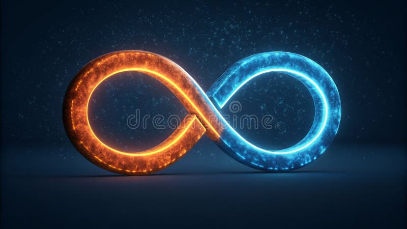 Glowing Infinity Symbol 3D Render, Fire and Ice Concept, Abstract Art ...