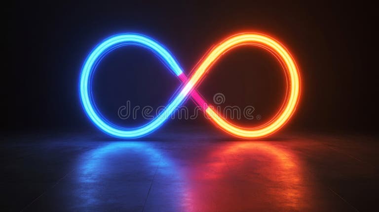 Glowing Infinity Symbol Neon Lights Abstract Background Stock ...