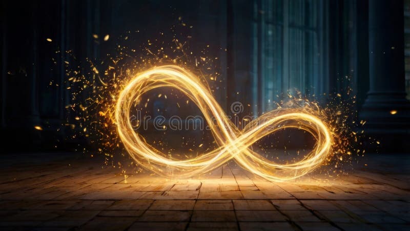 A Glowing Infinity Symbol with Sparks Stock Illustration - Illustration ...