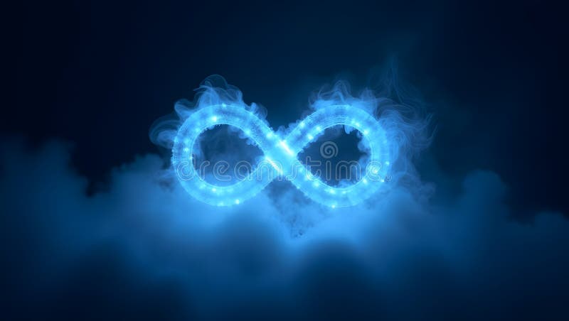 A Glowing Infinity Symbol Surrounded by Soft, Swirling Mist Stock ...