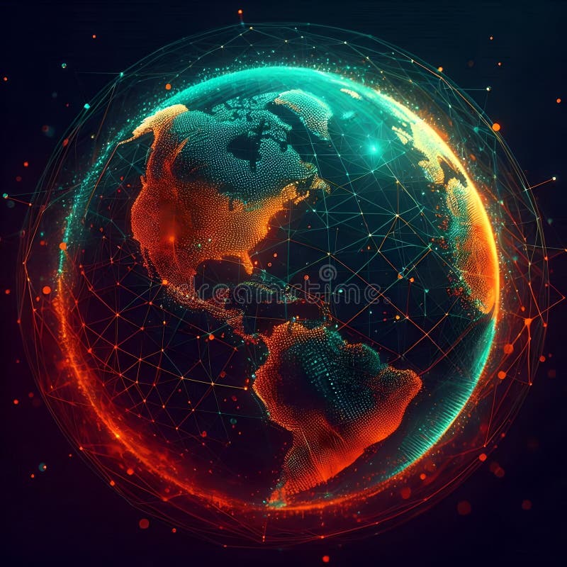 Glowing, Interconnected Earth Model Nestled in a Bed of Moss Stock ...