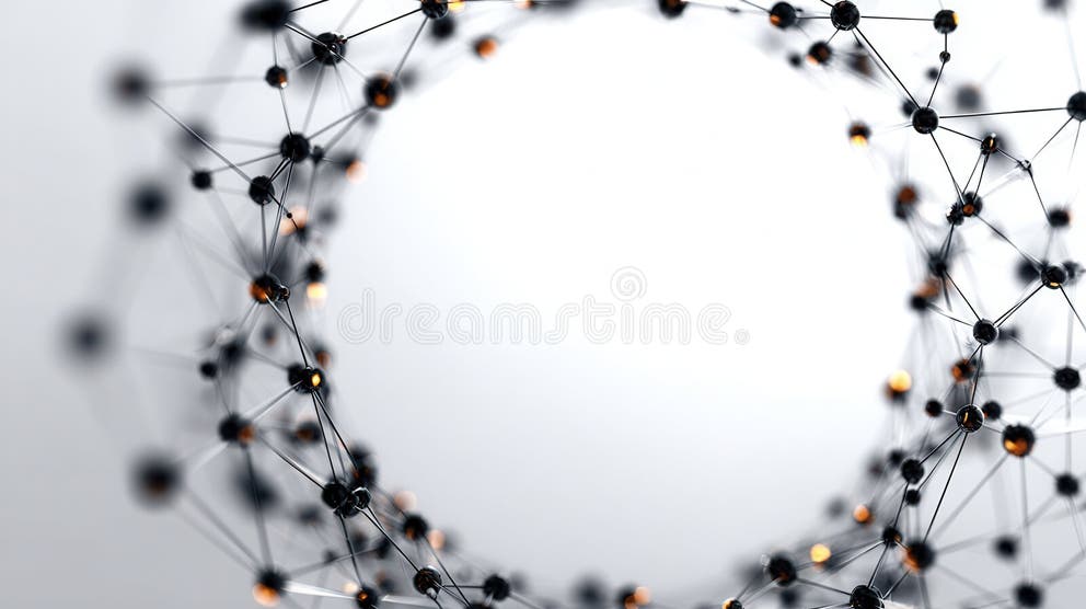 Glowing Interconnected Network Nodes Arranged in Circular Pattern ...