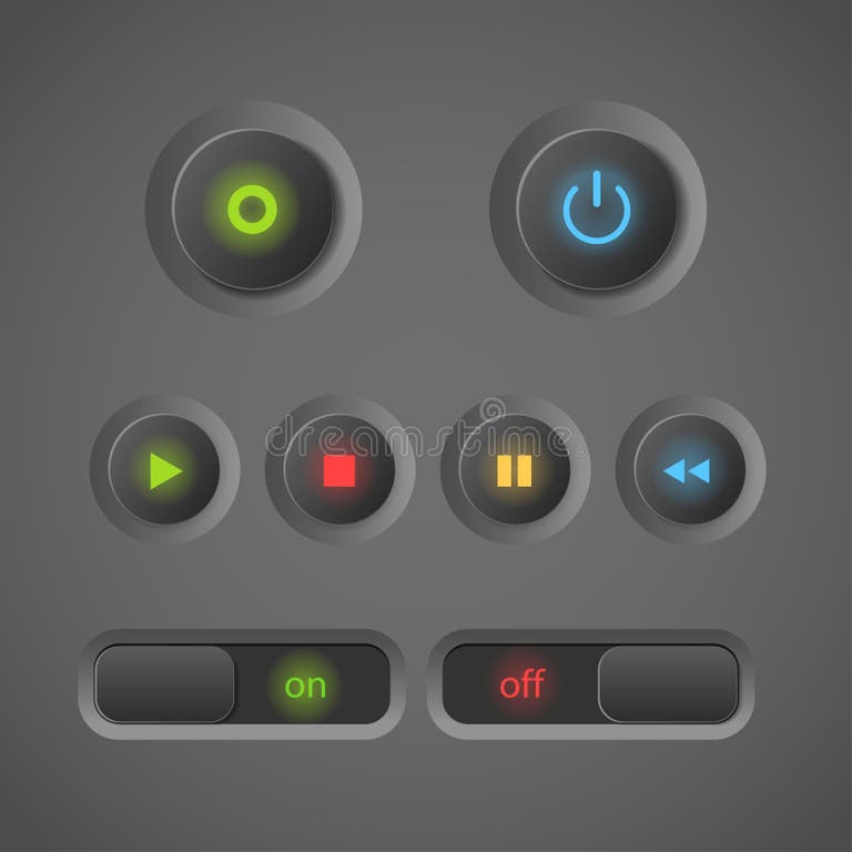 Glowing interface buttons stock vector. Illustration of glow - 24631269