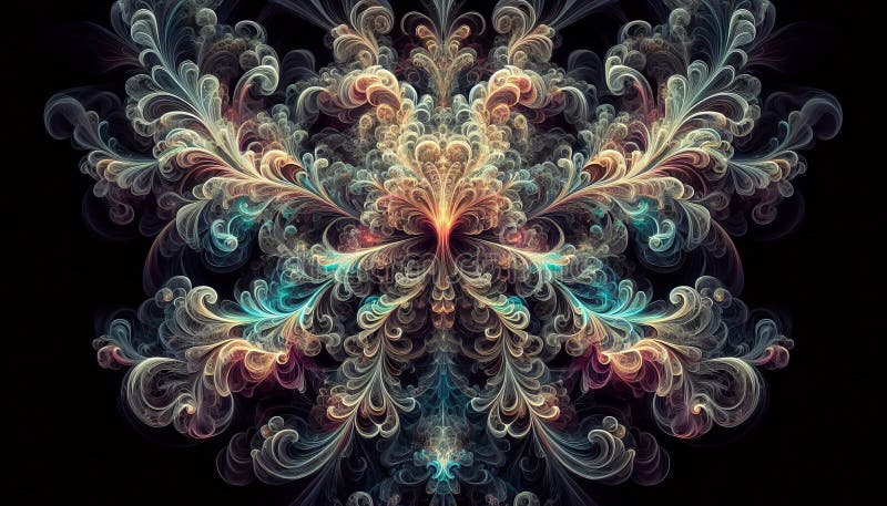 Glowing Iridescent Smoke Forms Intricate Lace Like Patterns Th Stock ...