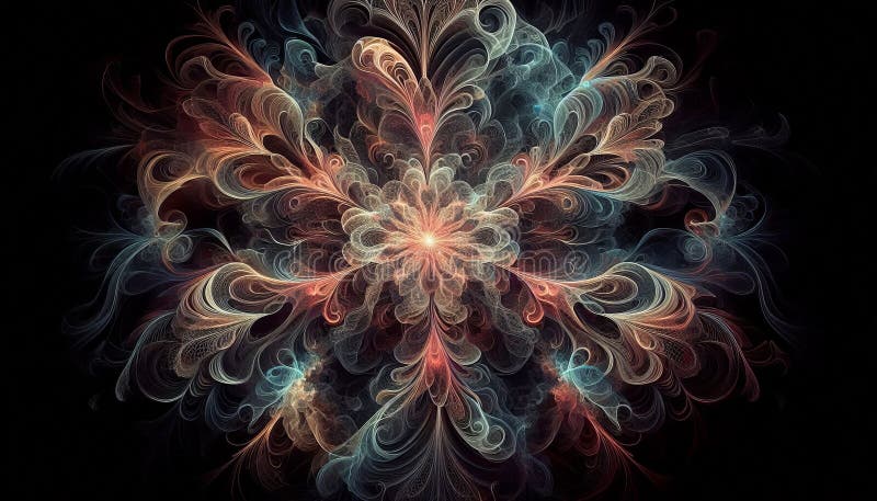 Glowing Iridescent Smoke Forms Intricate Lace Like Patterns that Stock ...