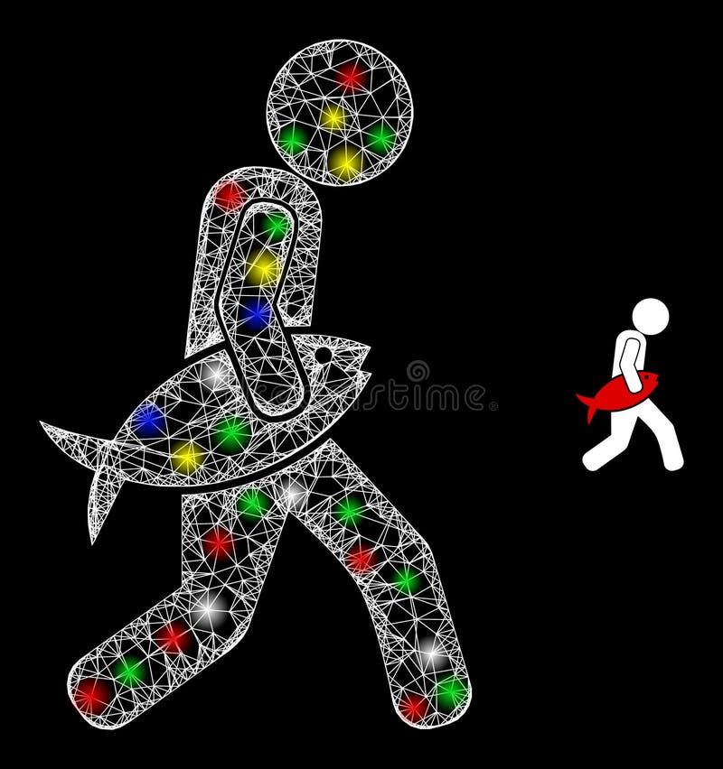 Glowing Irregular Network Fish Robber Icon Stock Vector - Illustration ...