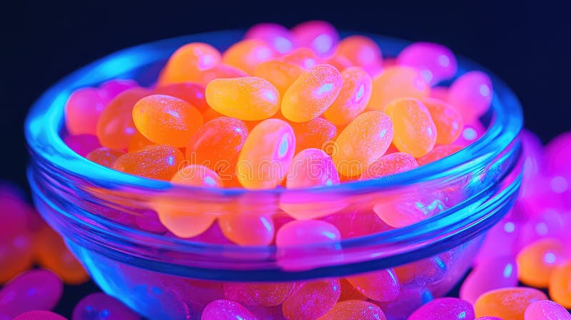 Glowing Jelly Beans Under Blacklight Colors Vivid Stock Illustration ...