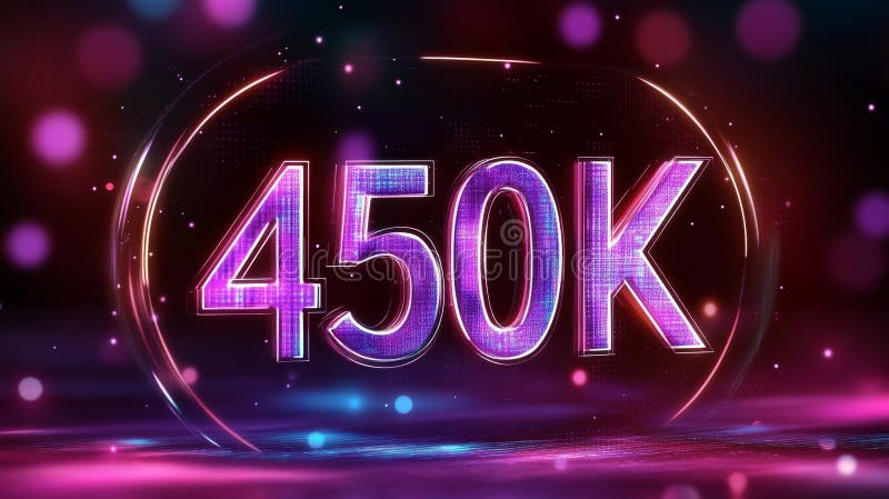 Glowing 450K Celebration Text on Futuristic Digital Background with ...