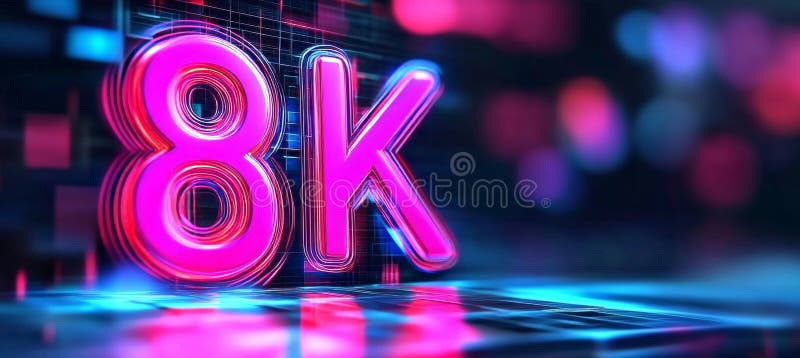 Glowing 8K Logo Against a Futuristic Background Representing TV ...