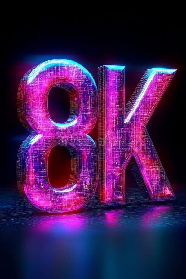 Glowing 8K Sign on a Dark Background, Representing Advanced Digital ...