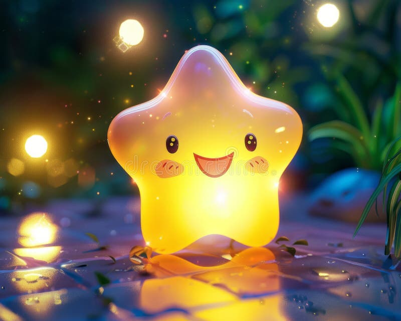 Glowing Kawaii or Cute Star Character Stock Image - Image of nature ...