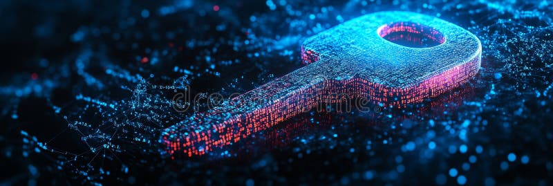 Glowing Key Composed Of Binary Code Unlocking Digital Potential In A