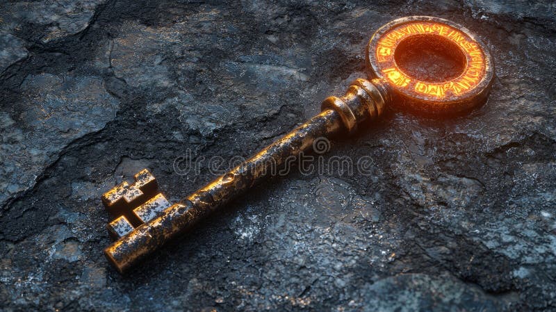 Glowing Key stock illustration. Illustration of ancient - 335166542