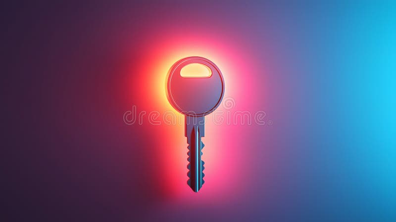 Glowing Key Inserted in Digital Lock Stock Illustration - Illustration ...