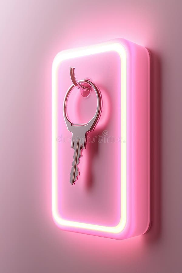 Glowing Key with Neon Light, Symbolizing Security and Access Stock ...