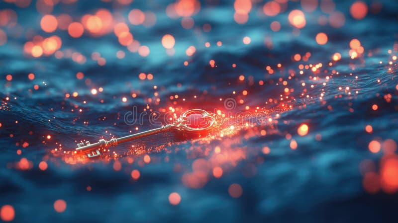 Glowing Key on Sparkling Water Surface Stock Image - Image of fantasy ...
