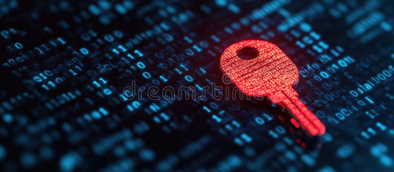 Glowing Key Symbol Represents Security in Encrypted Data Stock ...