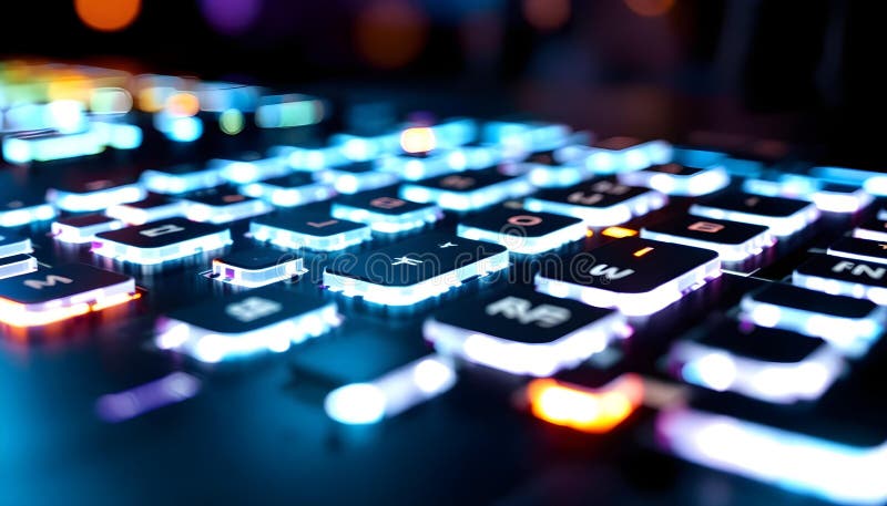 Glowing Keyboard Closeup Tech Background Image Stock Illustration ...