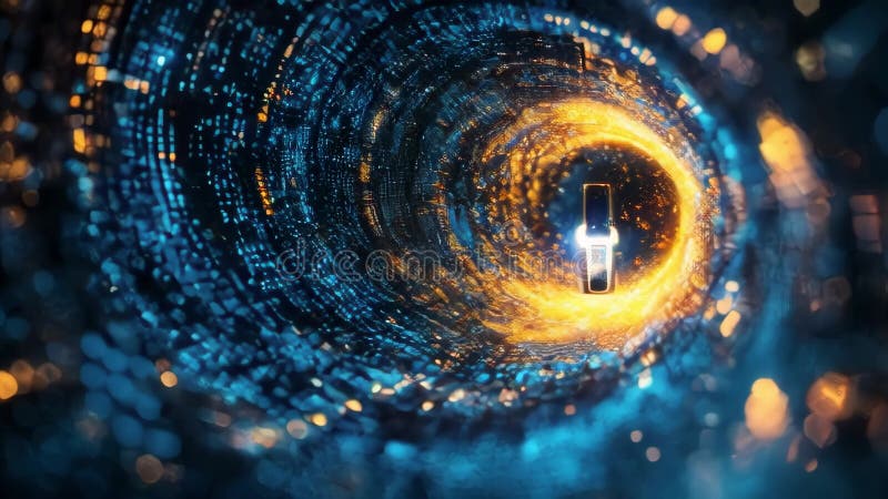 Digital Keyhole in Cyberspace Tunnel Stock Footage - Video of glowing ...