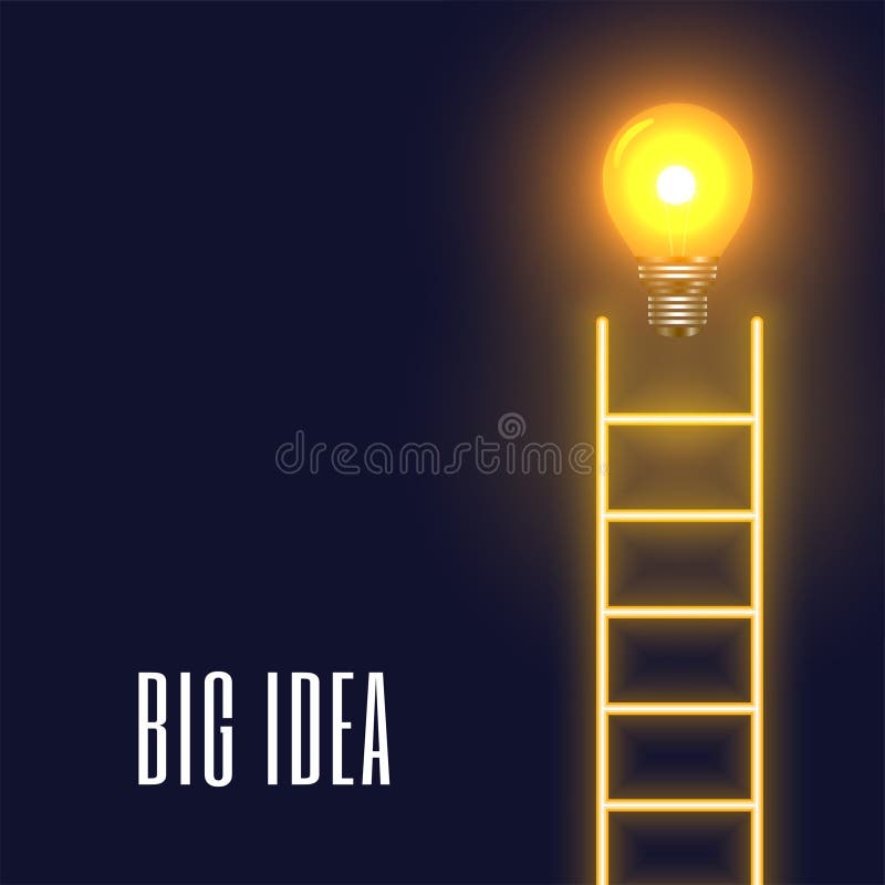 Glowing Ladder and Light Bulb Design Represent Idea or Innovation ...