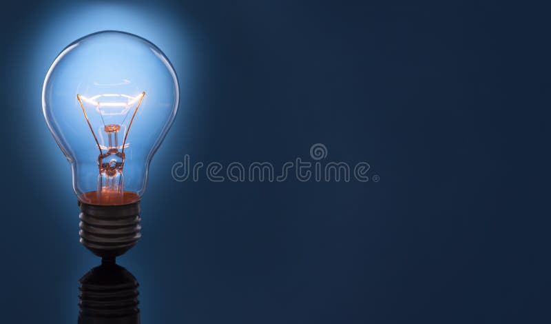 Glowing Lamp on Blue Background Stock Image - Image of design, idea ...