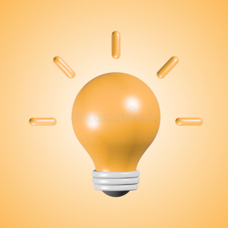 Glowing Lamp Icon, in 3D. for Ideas and Inspiration. Stock Illustration ...