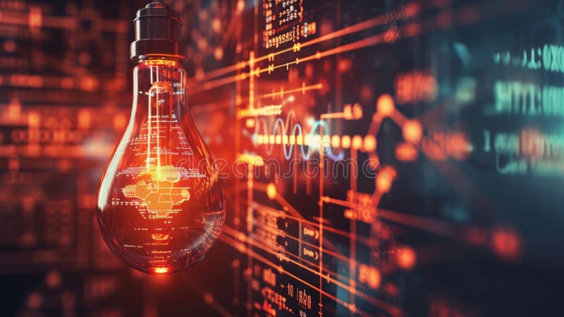 Glowing Lamp Symbolizing Scientific Thought with Math Formulas on ...