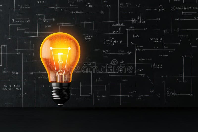 Glowing Lamp Symbolizing Scientific Thought with Physical and ...