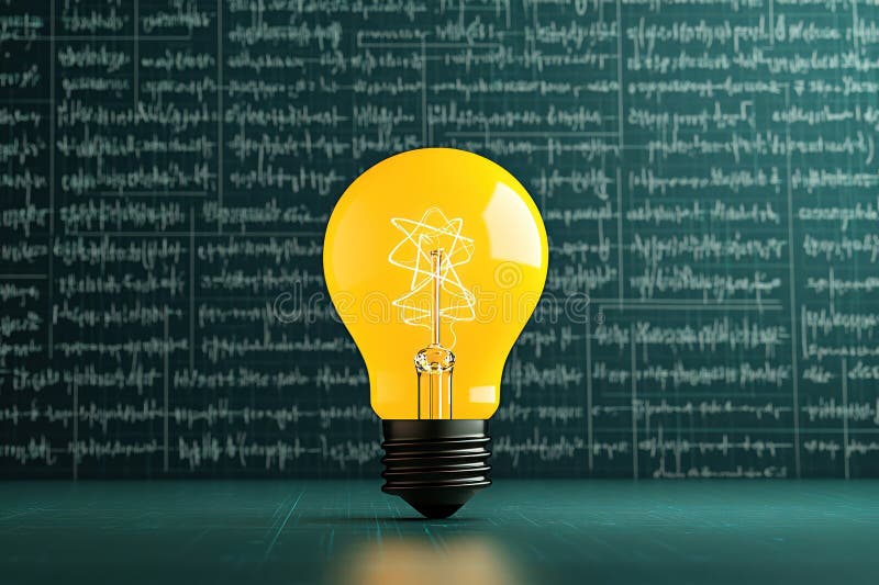 Glowing Lamp Symbolizing Scientific Thought with Physical and ...