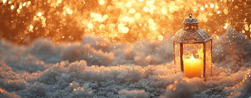 A Glowing Lantern Amidst Sparkling Light Creates a Magical and Warm ...