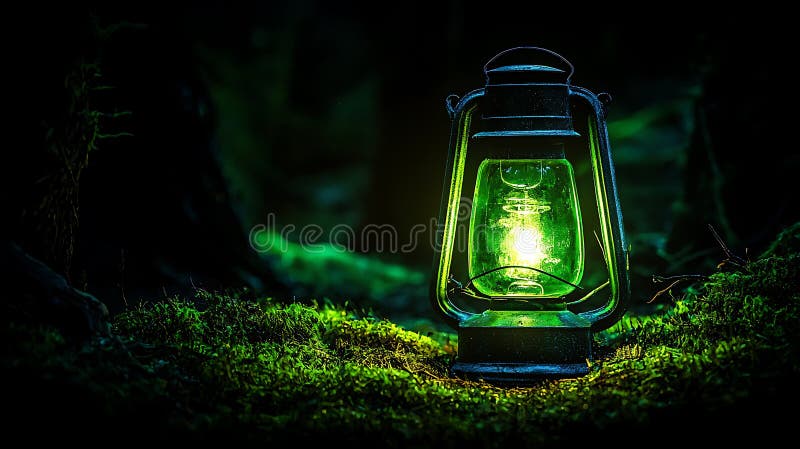 Glowing Lantern Illuminating a Dark Pathway Stock Illustration ...