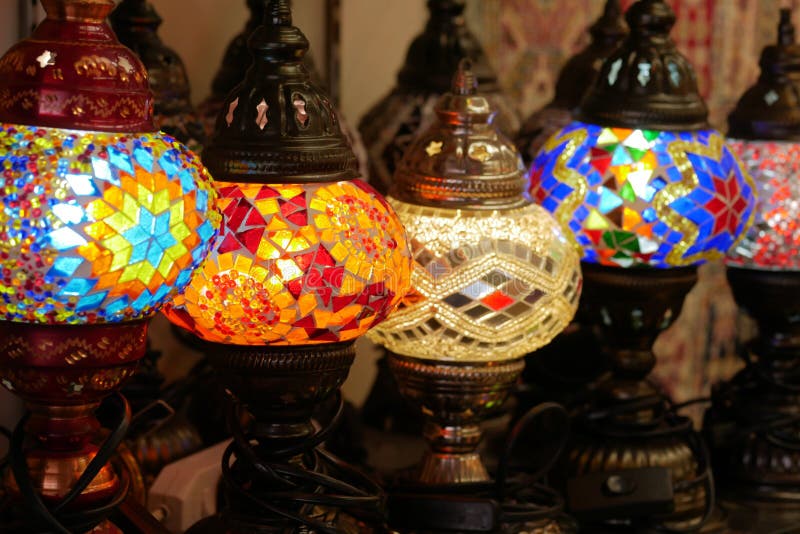 Glowing Lantern Lamp in a Row Stock Photo - Image of costume, luxury ...