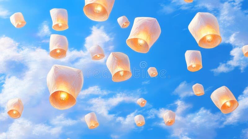Glowing Lantern in Night Sky for Victory Day Stock Illustration ...