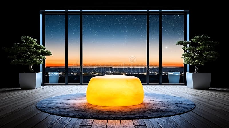 Glowing Lantern View at Night with Starry Sky Stock Illustration ...